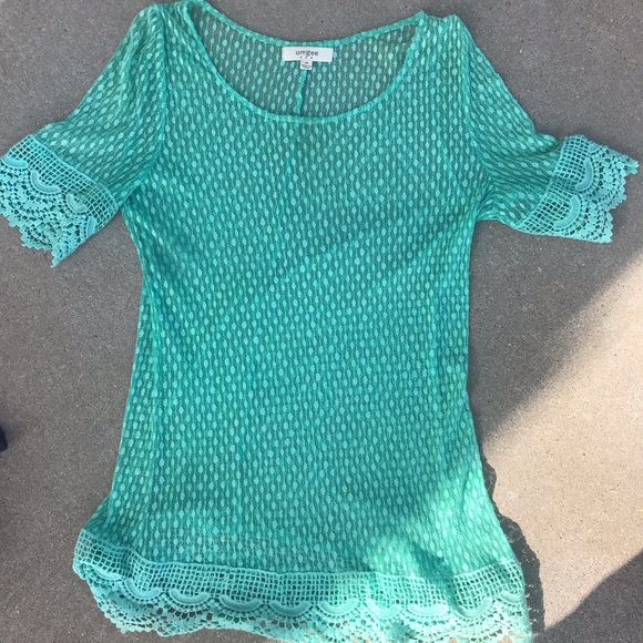 Umgee | Tops | Umgee Womens Turquoise Lace Top Size Medium | Poshmark